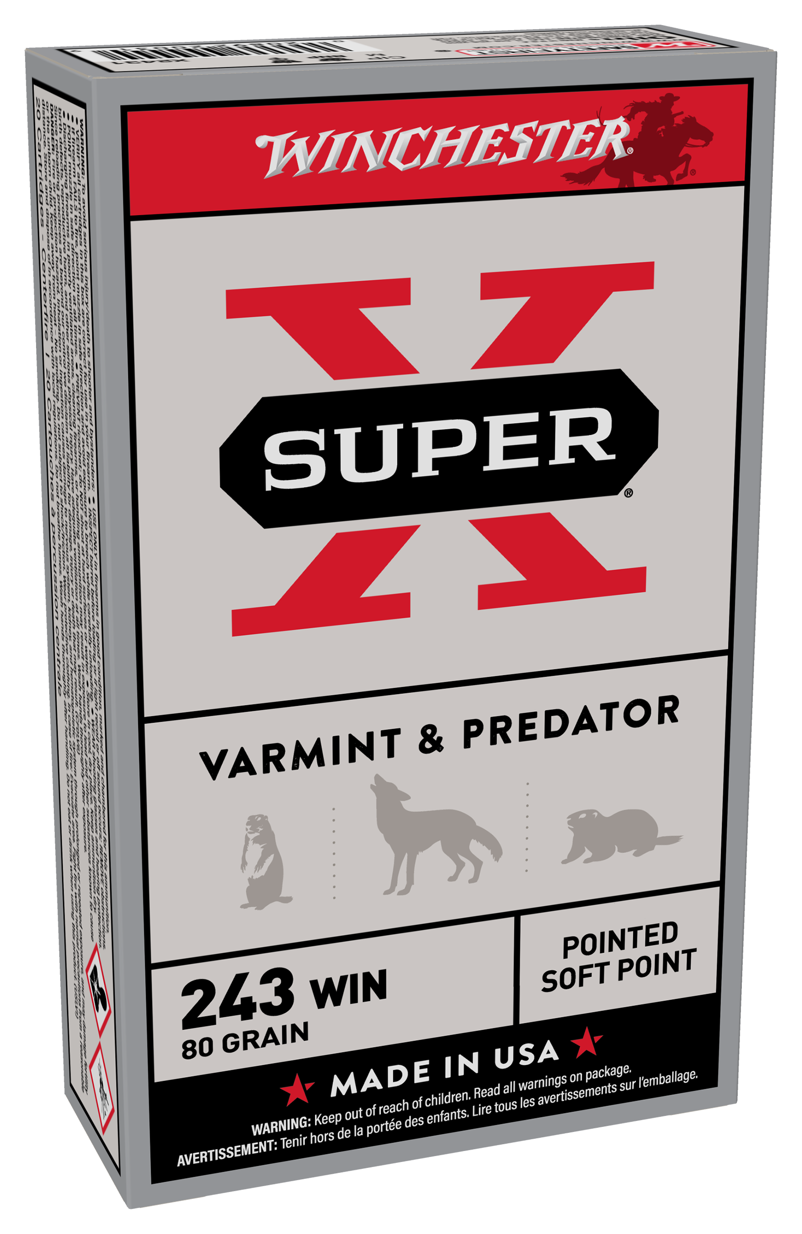 Winchester Super-X .243 Winchester 80 Grain JSP Centerfire Rifle Ammo ...